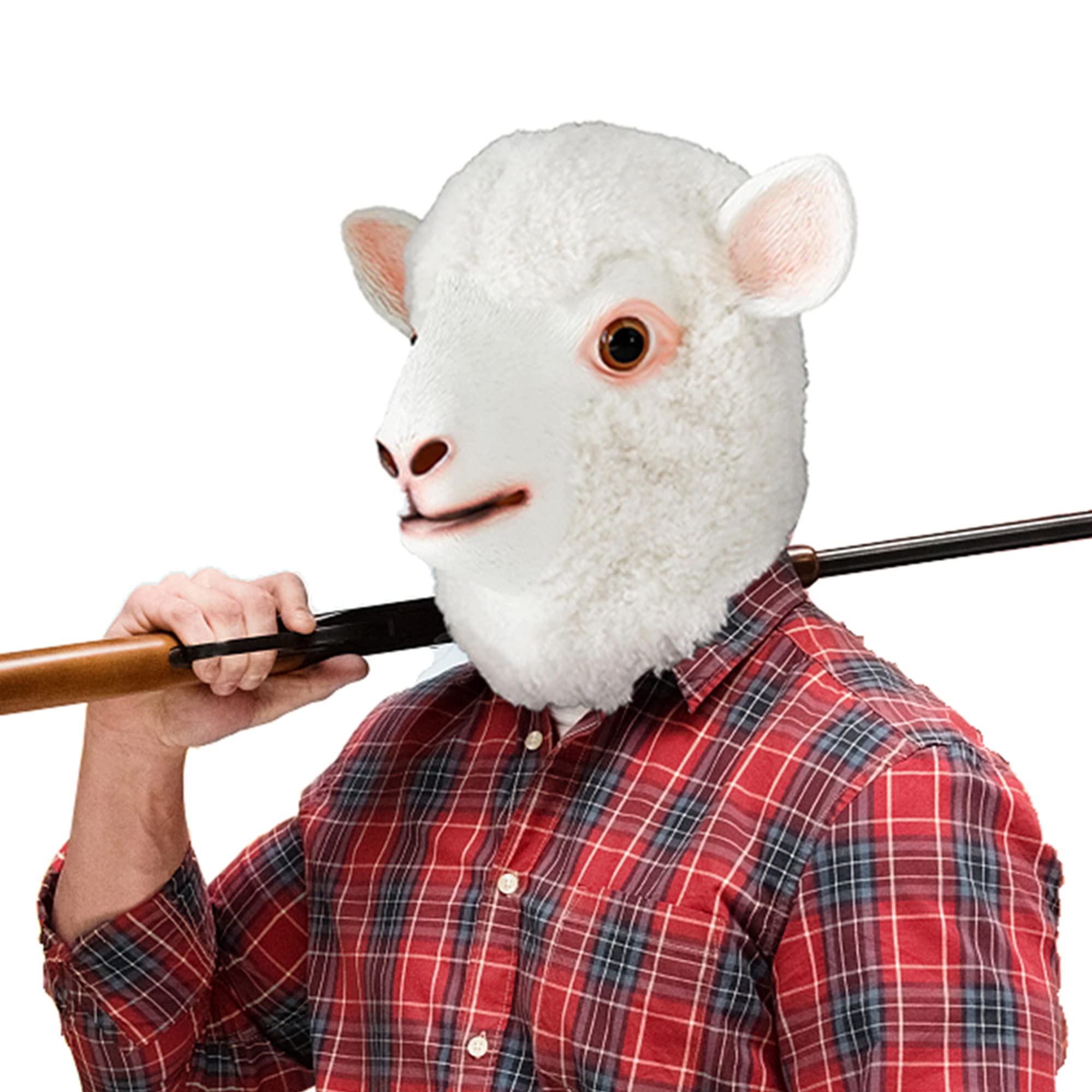 Mua White Sheep Mask Plush Animal Latex Full Head Realistic Masks Fancy ...