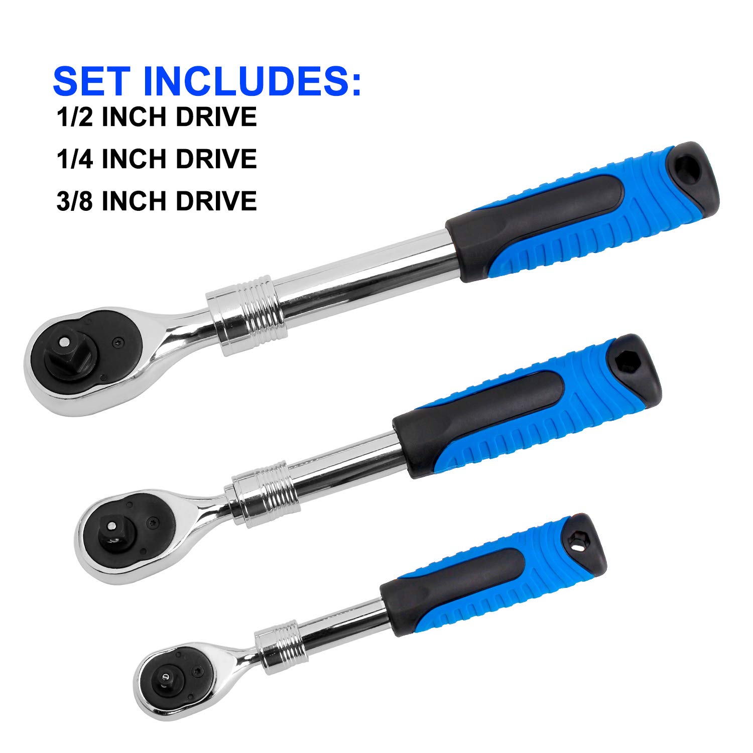 Mua HELAKLS 3-Piece 1/4" 3/8" 1/2-Inch Drive Socket Ratchet Set ...