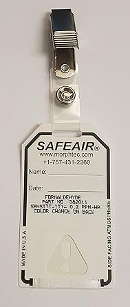 SafeAir Formaldehyde Badge (Part# 382011-50, 50-Pack) and Strap Clips ...