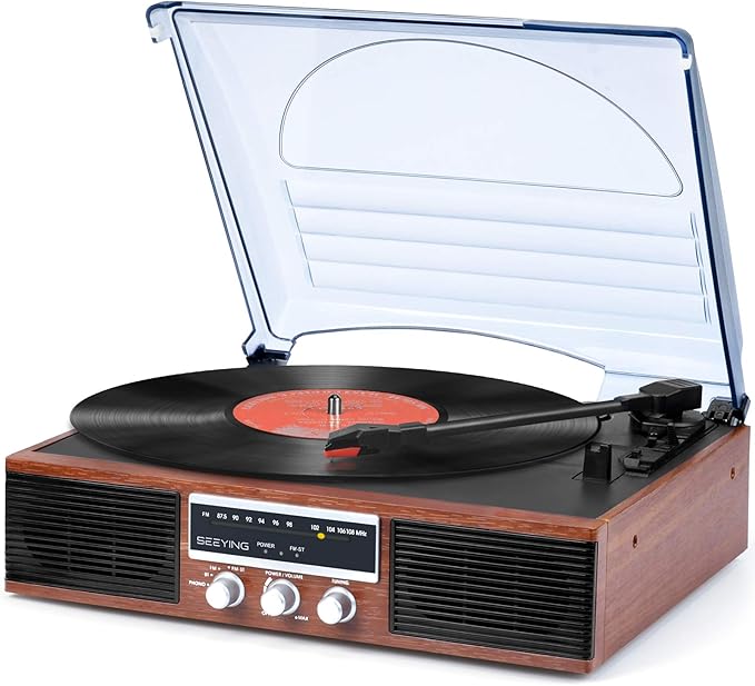 Reproductor de discos de vinilo Bluetooth con altavoces 3 velocidades ...