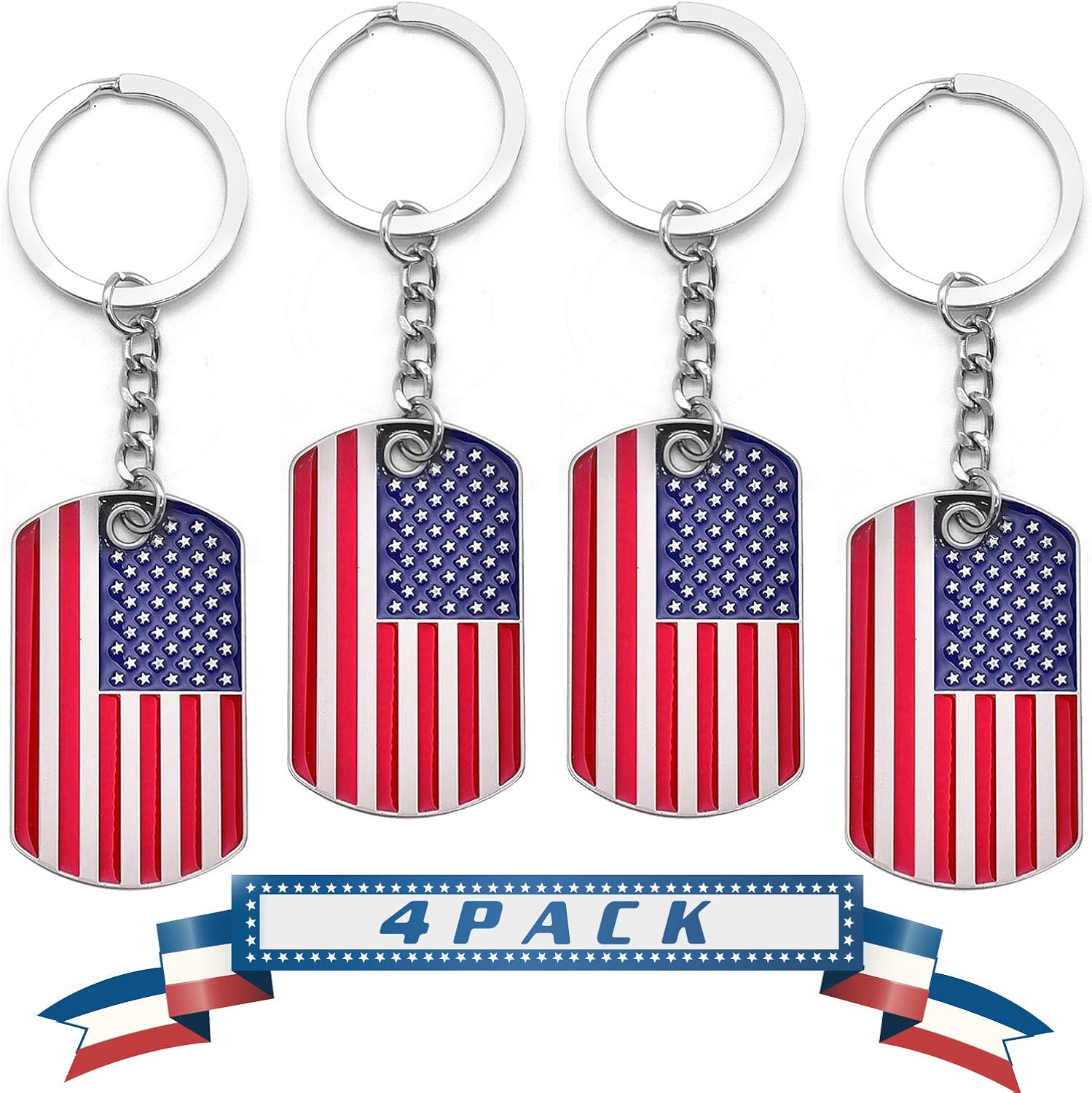 Official American Flag Keychains - Metal Key Rings Smooth Finish - USA ...