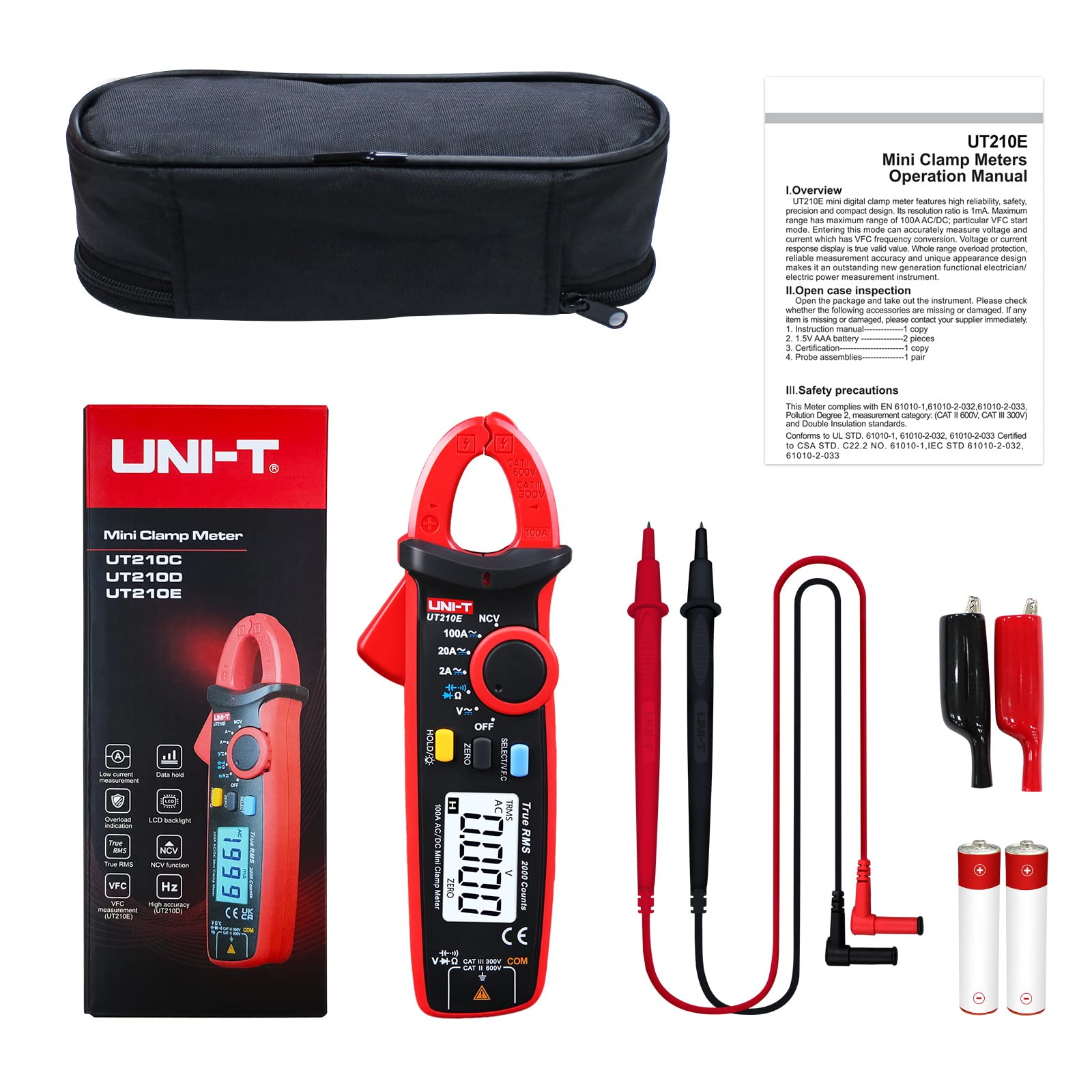 Mua UT210e Mini Clamp Meter & Alligator Electric Clips, AC/DC Amp Meter ...