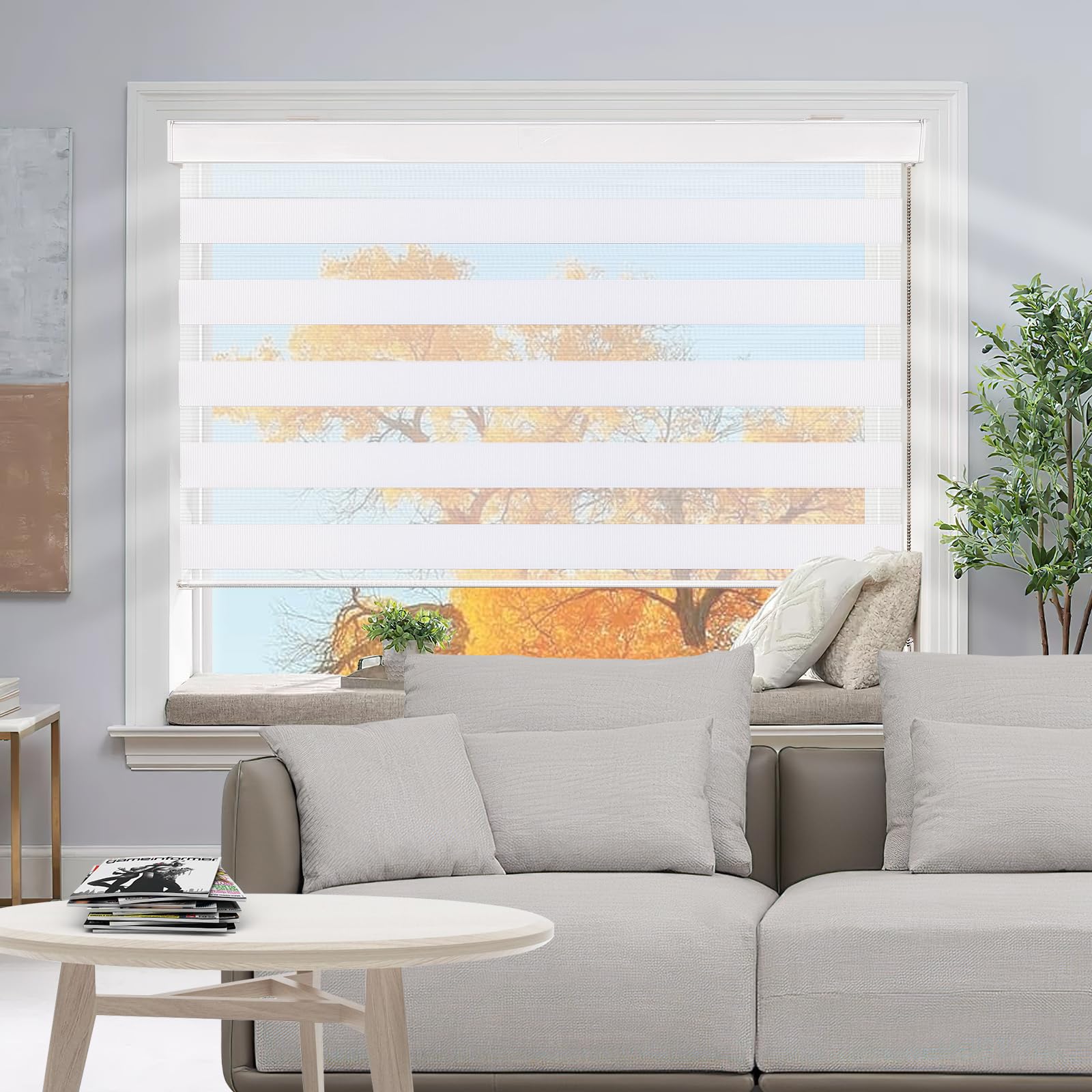 SUNFREE Zebra Blinds Dual Roller Shades for Windows, Zebra Shade Light ...