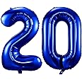 Amazon.com: Navy Blue 20 Balloon Numbers,40 Inch Dark Blue 20 Birthday ...