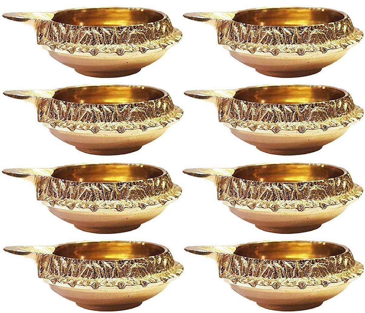 Buy Satvik 8 Pc Handmade Pure Virgin Brass Kuber Diya for Pooja Diwali ...