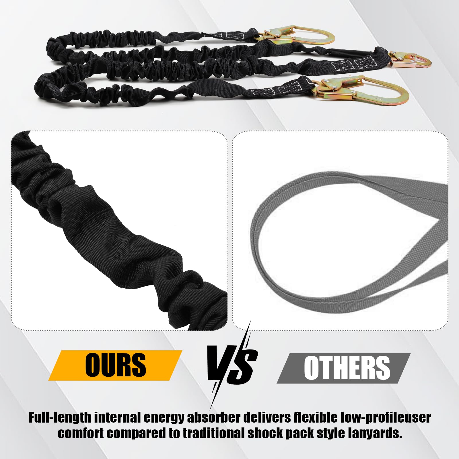 TRSMIMA Safety Harness Lanyard Retractable - Fall Protection Climbing Tree Strap 6 FT Double Leg ...