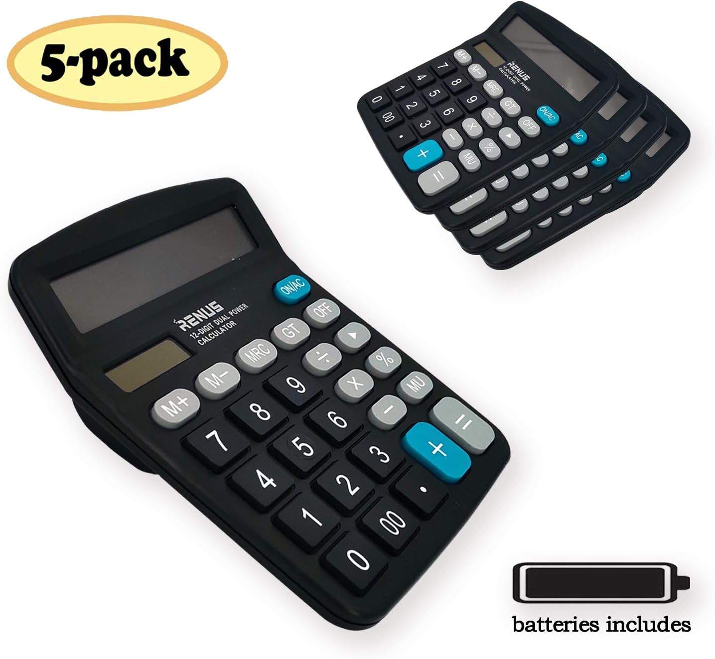 RENUS Calculator Electronic Desktop Calculator 12 Digit Large Display ...