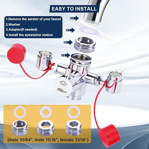 Emergency Eye Wash Station Faucet Mounted Brass Adapters Faucet Mounted ...