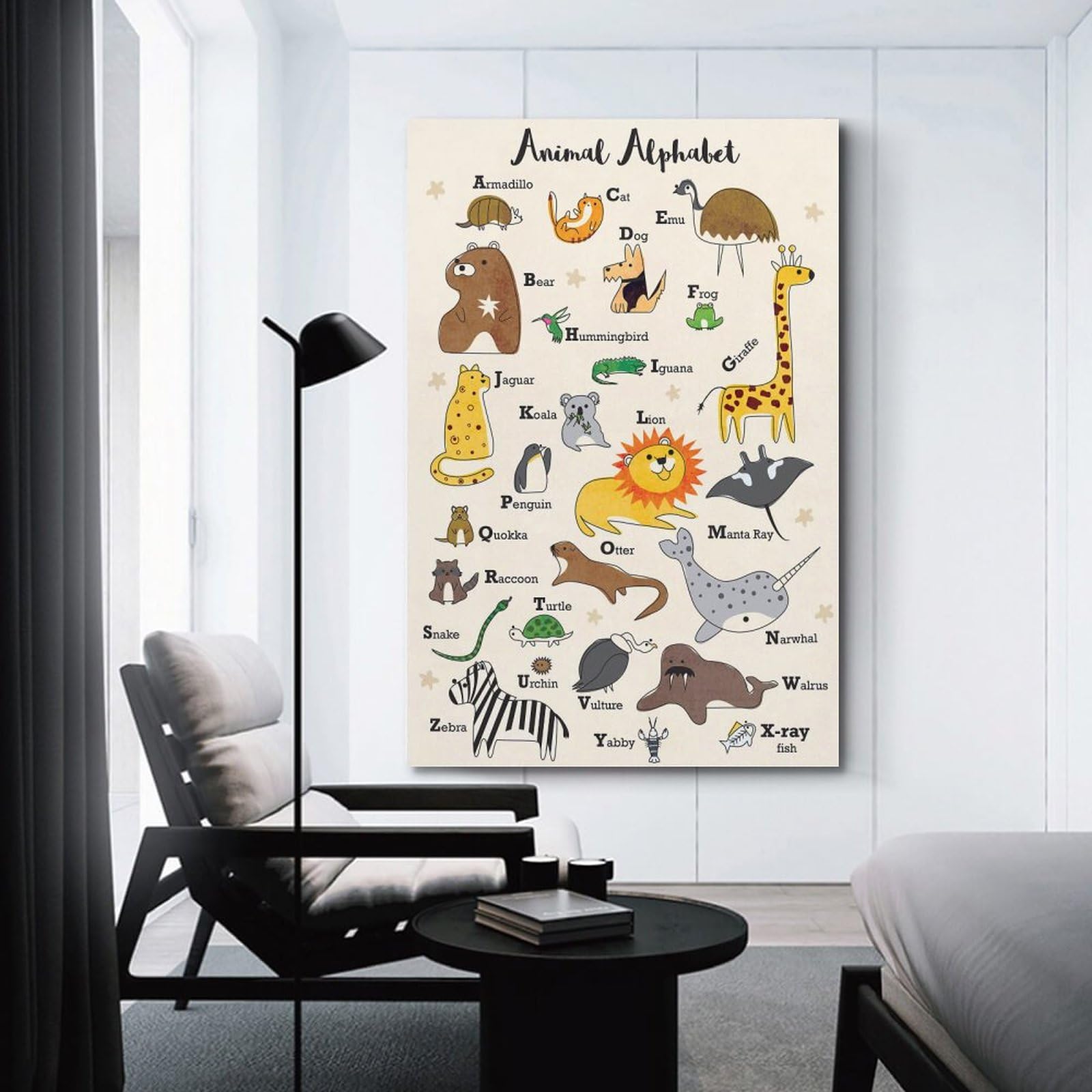 ZHAOYZZY Animal Alphabet Poster Posters For Kids Painting Canvas Wall ...