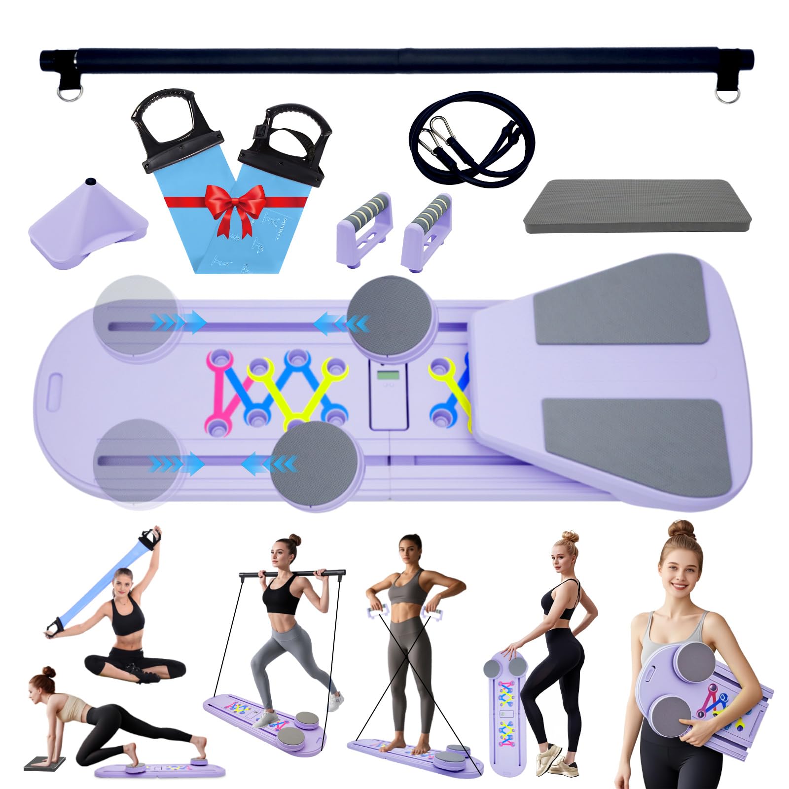 Toptoo Pilates Reformer Board Set for Home Workout, Multifunctional ...
