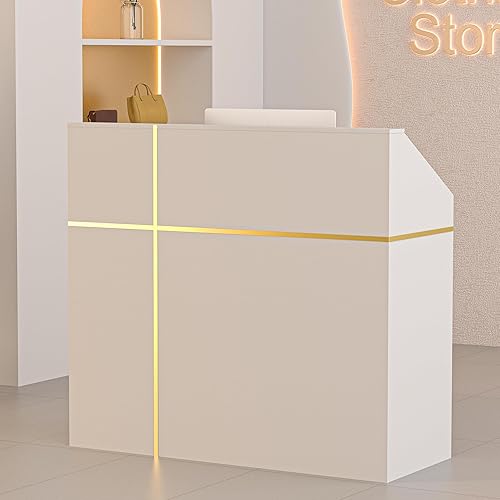 AHB Reception Desk with Counter, Modern Front Table Equipped Lockers ...