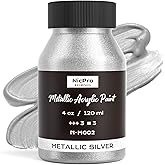 Amazon.com: Nicpro Metallic Silver Acrylic Paint, 8.45oz/250ml Silver ...