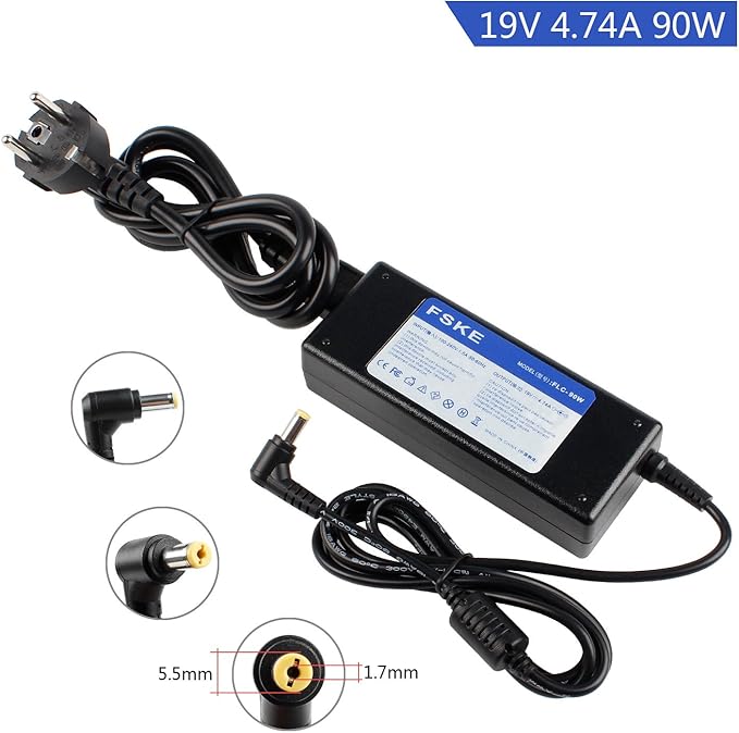 FSKE 90W 19V 4.74A Chargeur Ordinateur Portable pour Acer Aspire ES1 E15 E5 E1 V5-171 VN7 F5 ...