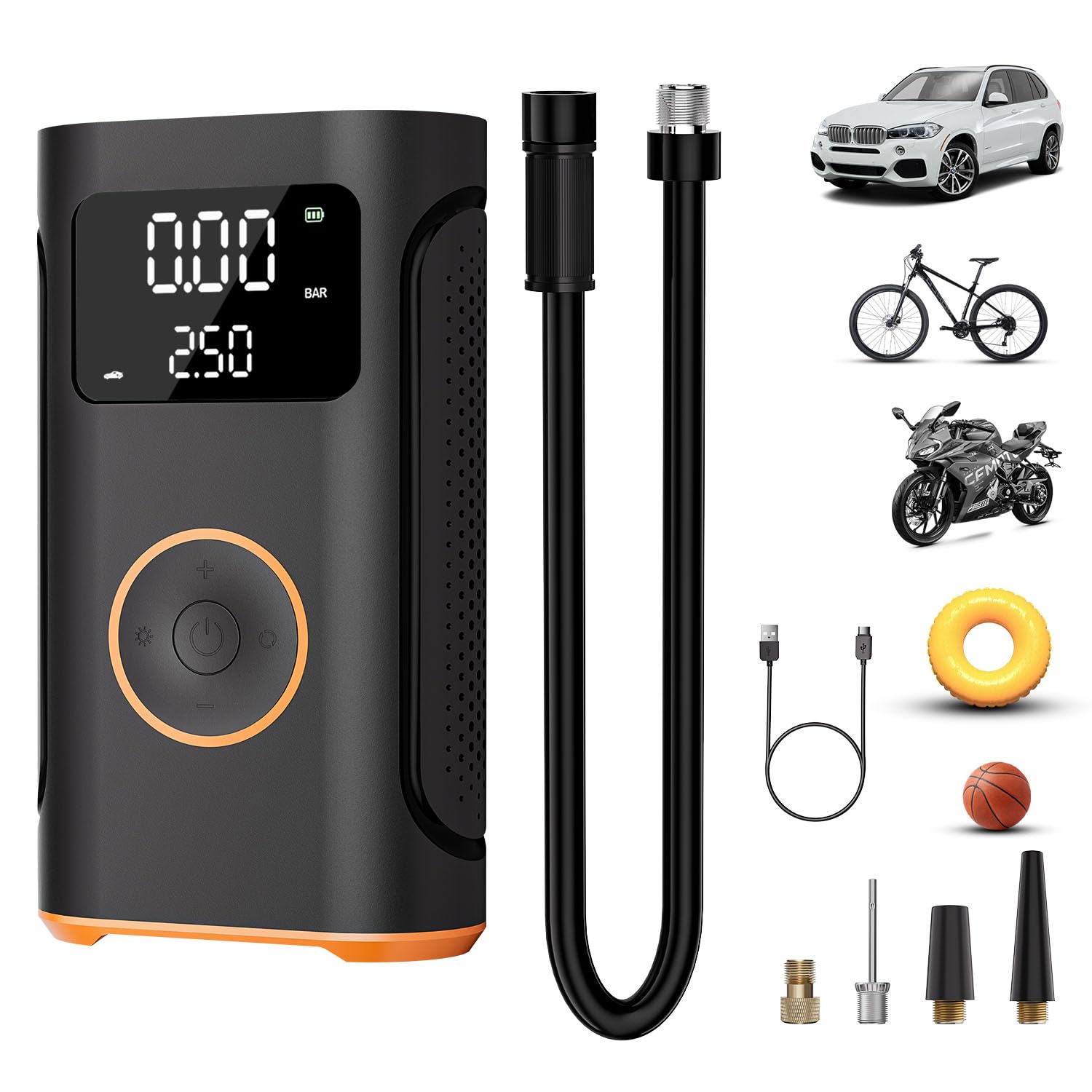 DQKK Tire Inflator Portable Air Compressor - 160PSI Portable Air Pump ...