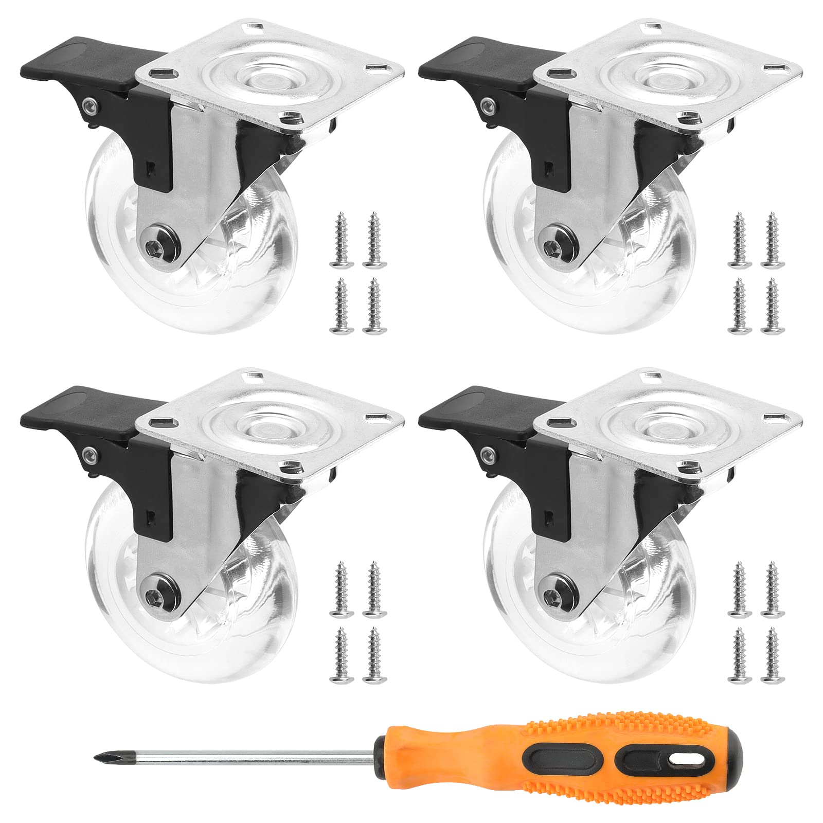 ZEONHEI 3 Inch Swivel Caster Wheels Set of 4, 800lbs Heavy Duty Plate ...