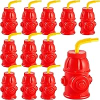 Amazon.com: Amyhill 12 oz Fire Hydrant Straw Cups Firetruck Birthday ...