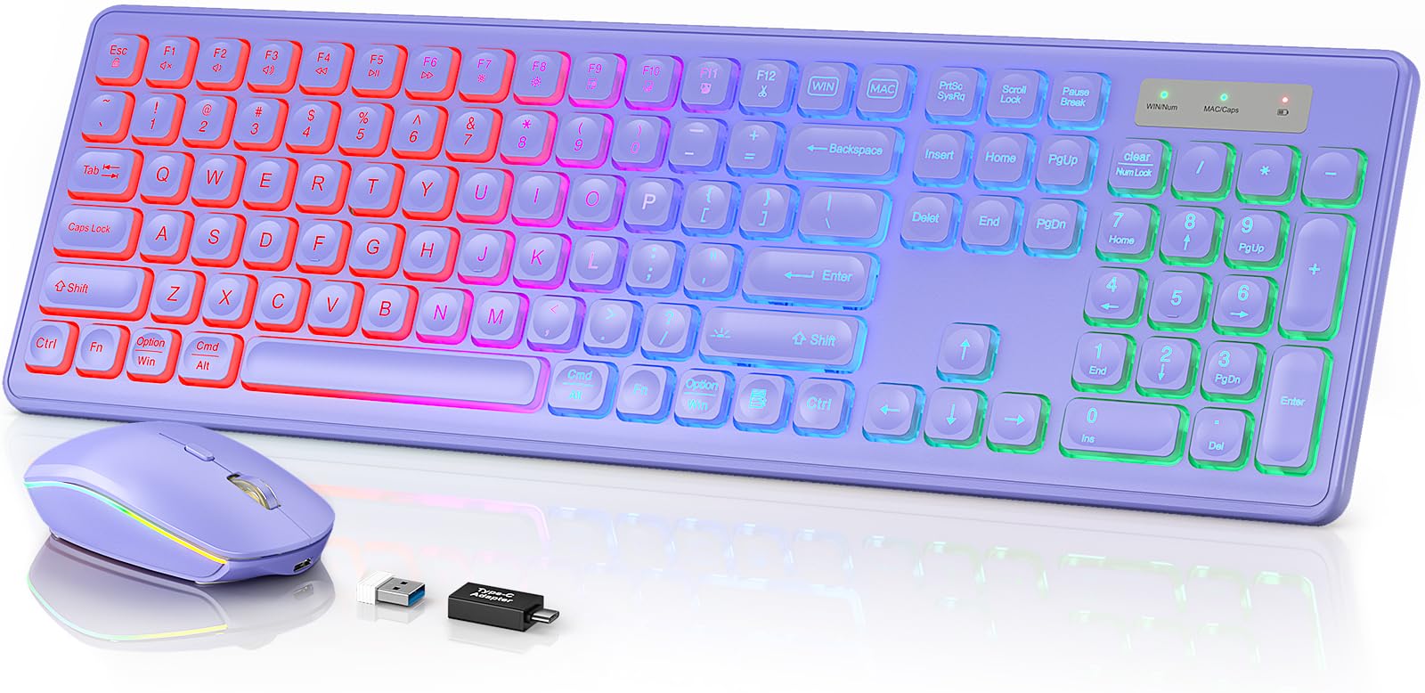SABLUTE Wireless Keyboard and Mouse Backlit, Quiet Light Up Keys, Tilt ...