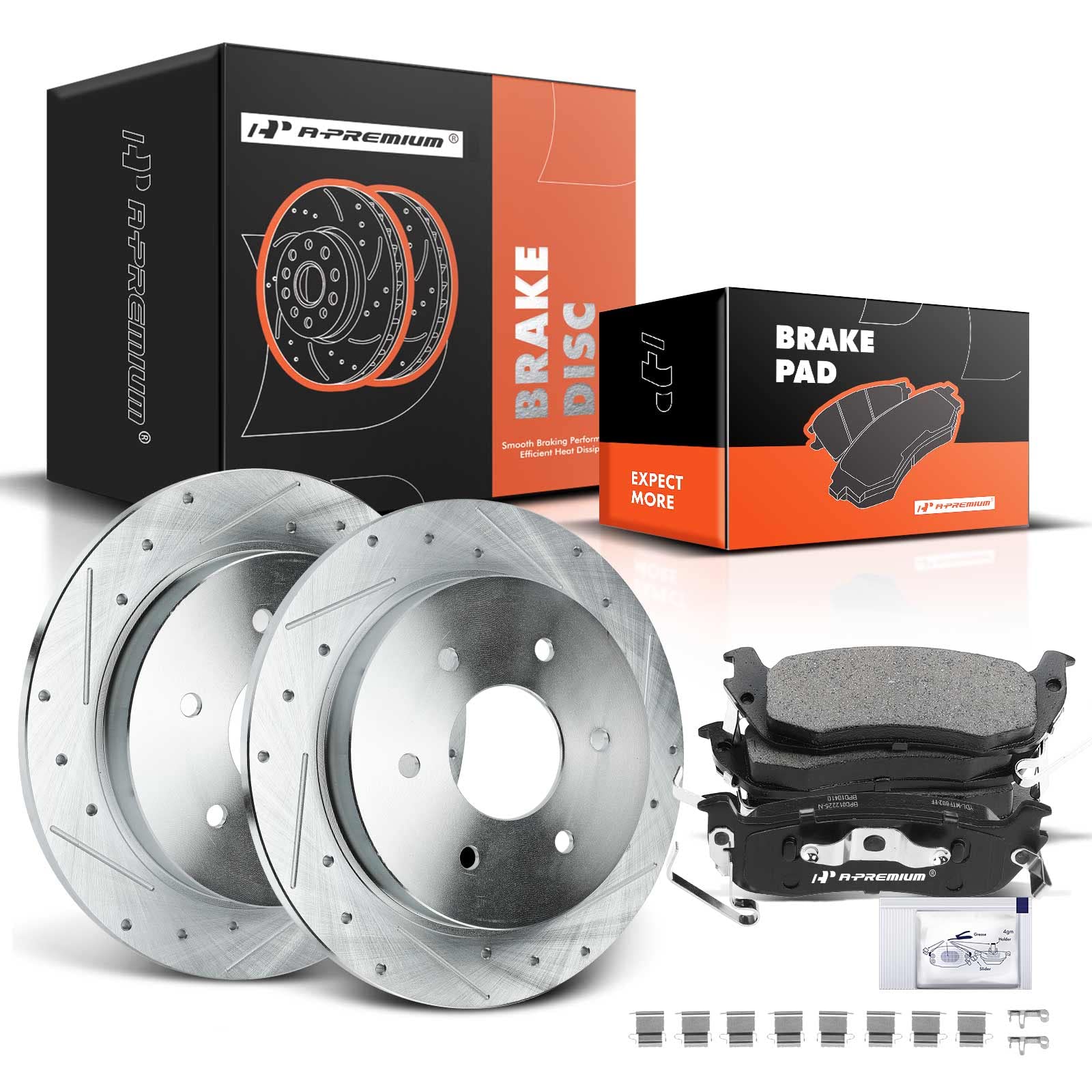 A-Premium 12.60 inch (320mm) Rear Drilled and Slotted Disc Brake Rotors ...