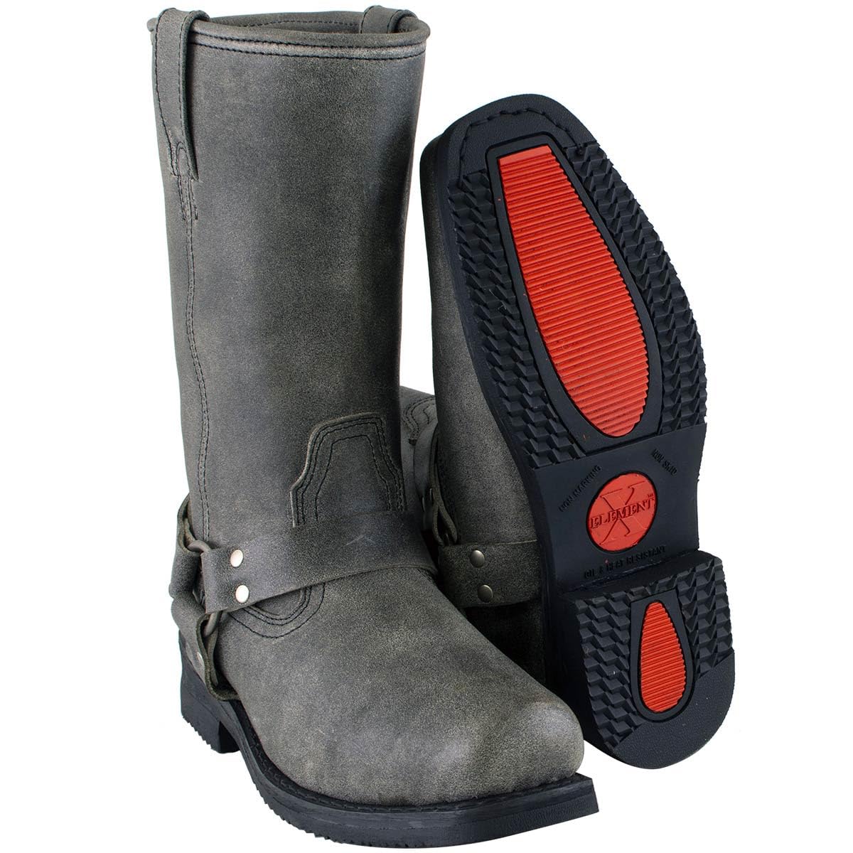 Xelement LU1605 Men's Classic Stone Wash Grey 13-inch Leather Harness ...