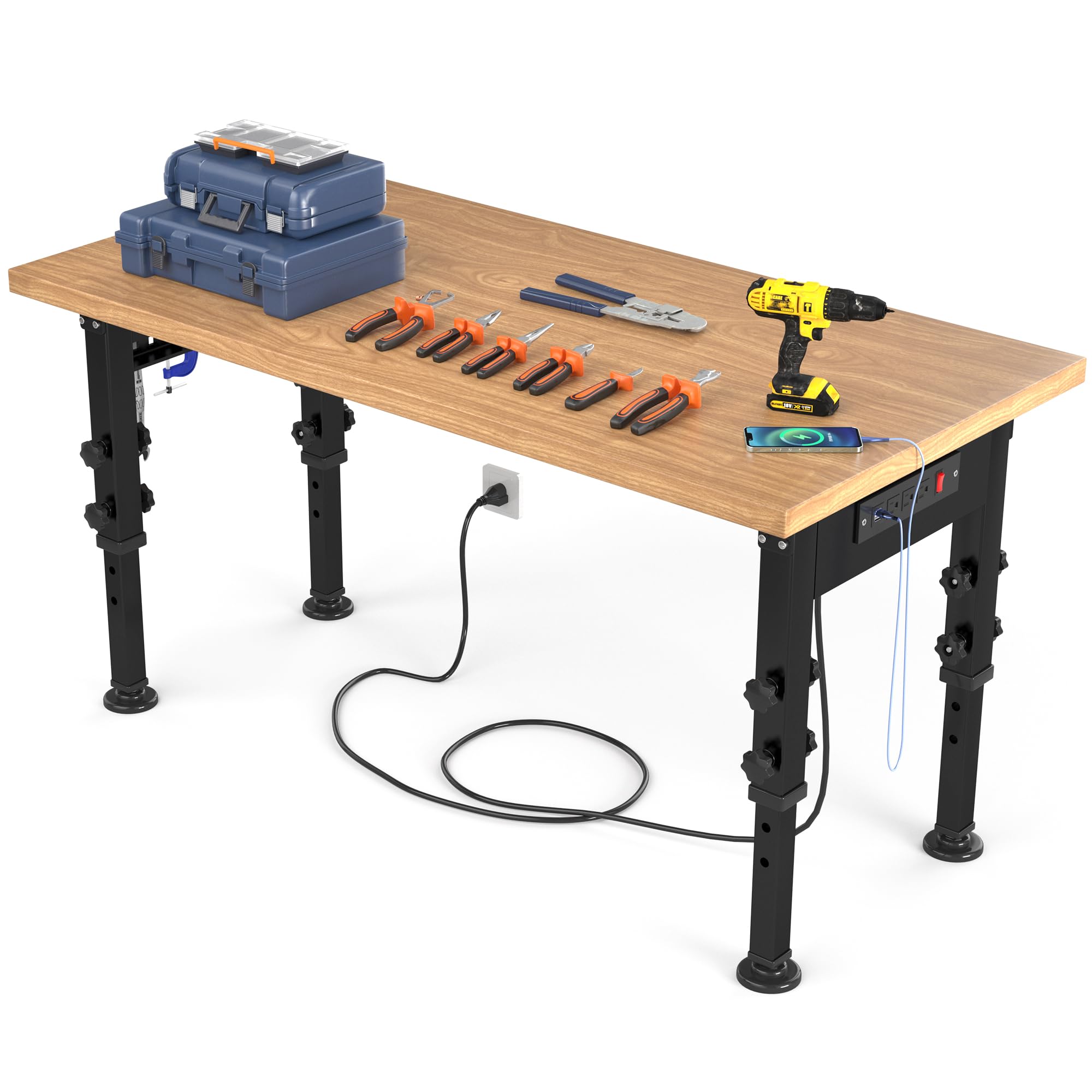 YITAHOME Adjustable Workbench 60" L X 24" W Work Bench for Garage W ...