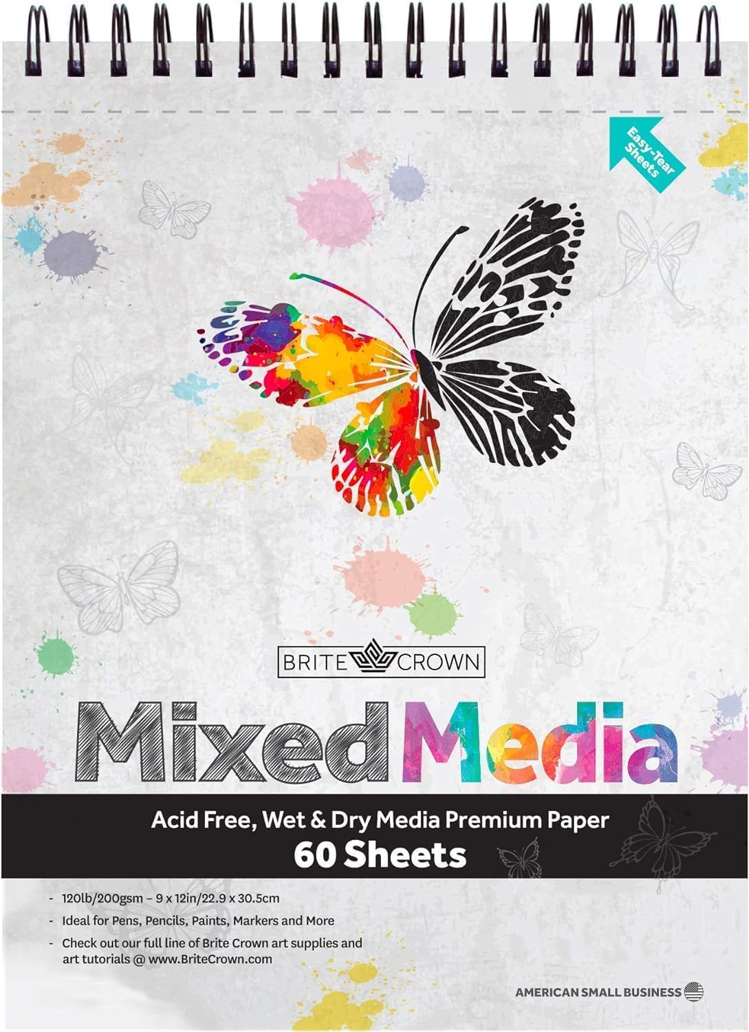 Brite Crown Mixed Media Sketch Pad – 9 x 12 Sketch Book (60 Sheets ...