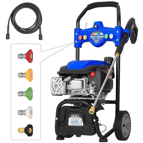 BILT HARD Gas Pressure Washer 3100 PSI 2.4 GPM, 5 Nozzle Tips 25ft Hose ...