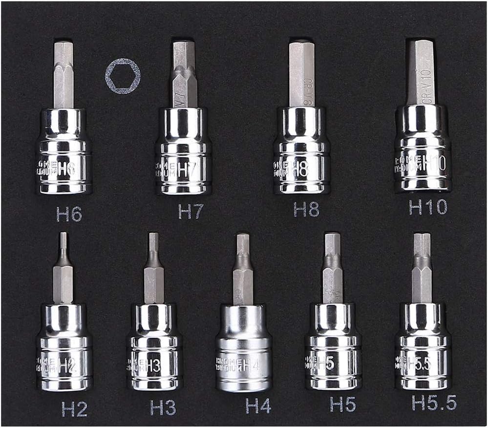 OCGIG 9 Pcs 3/8" Drive Hex Allen Socket Key Bits Set Kit H2 H3 H4 H5 H5 ...