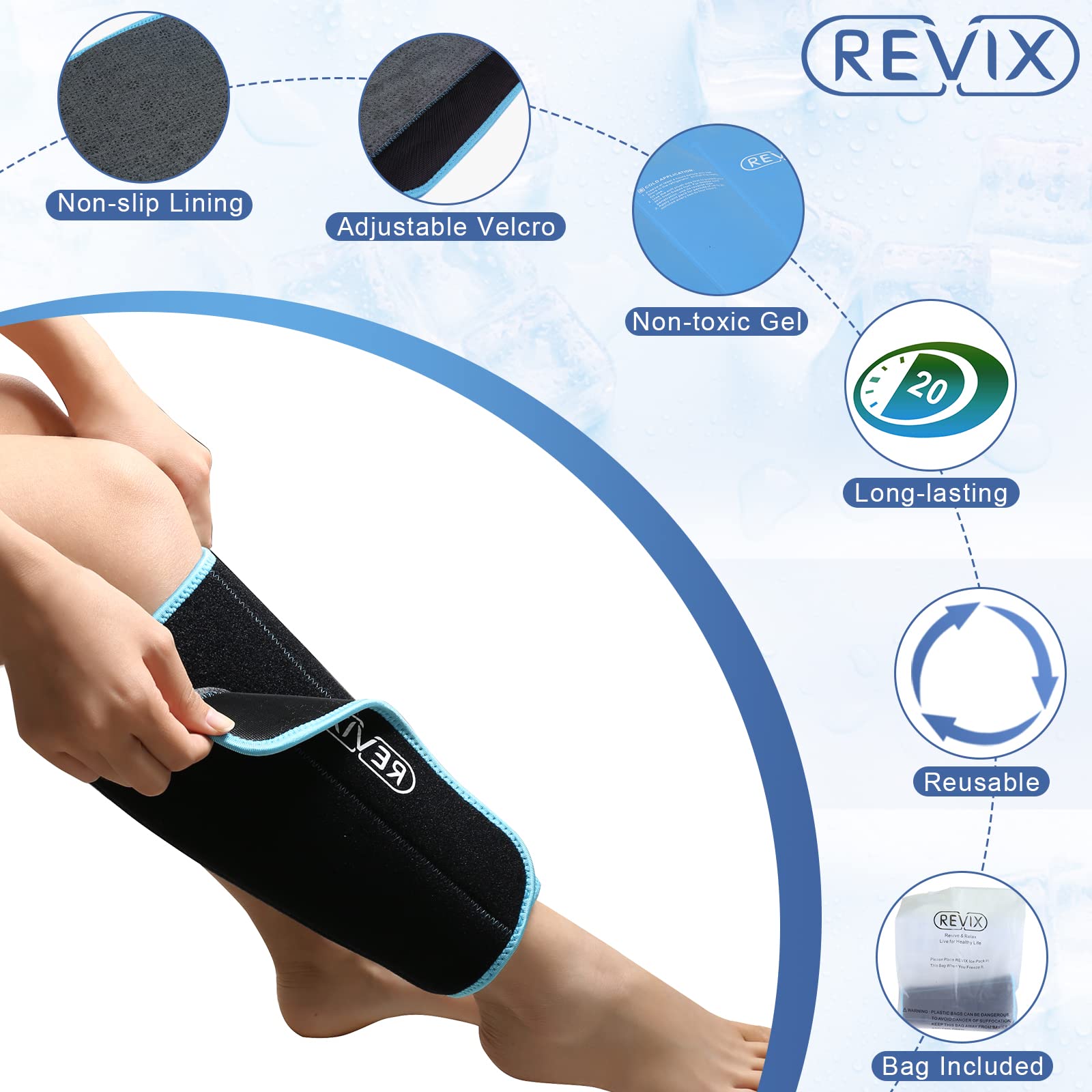 Mua REVIX Shin Splint Ice Pack for Injuries Reusable Leg Ice Pack Wrap ...