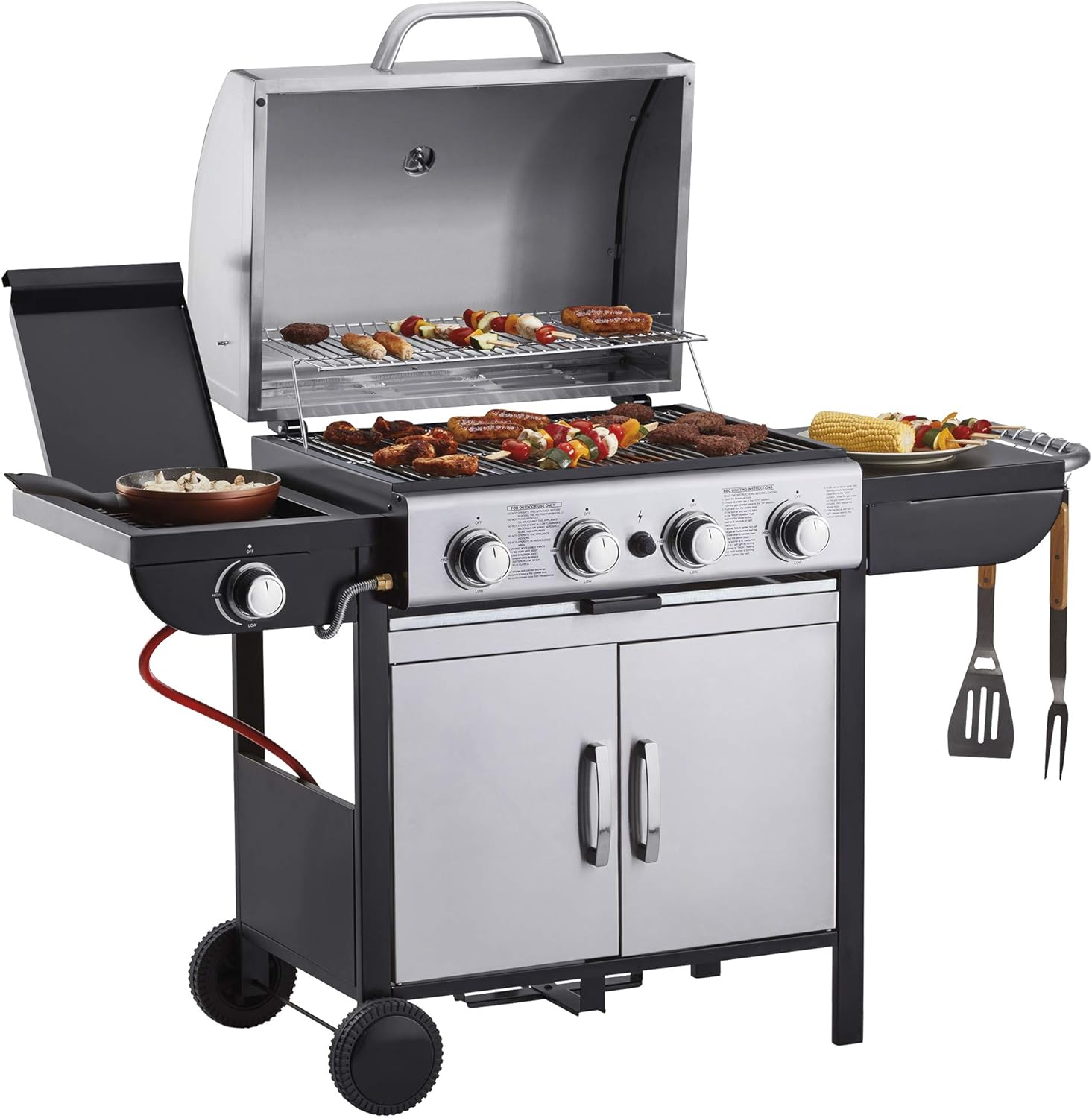 Blazebox Gas BBQ Grill 4 + 1 Side Burner & Warming Racks, 4 Dial ...