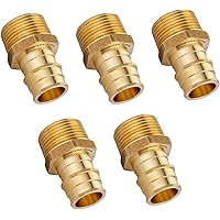 (Pack of 5) EFIELD Pex A Full Flow Expansion Brass Fitting 1/2"x 1/2" Male MNPT Elbow, ASTM ...