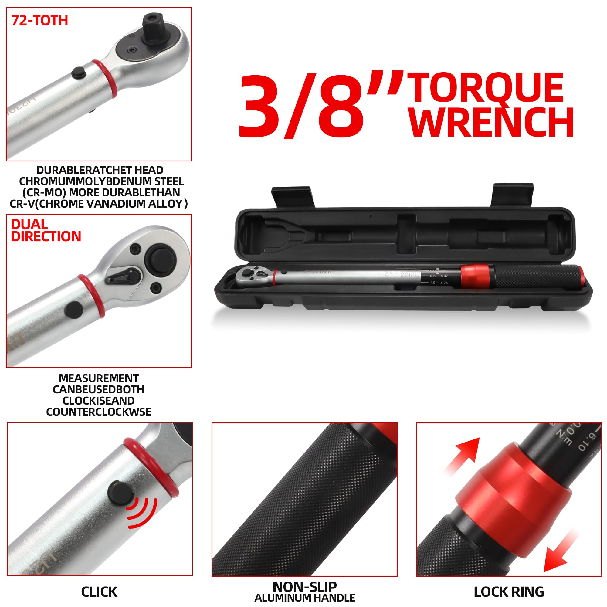 Mua UYECOVE 3/8-Inch Drive Click Torque Wrench, Dual-Direction Click ...