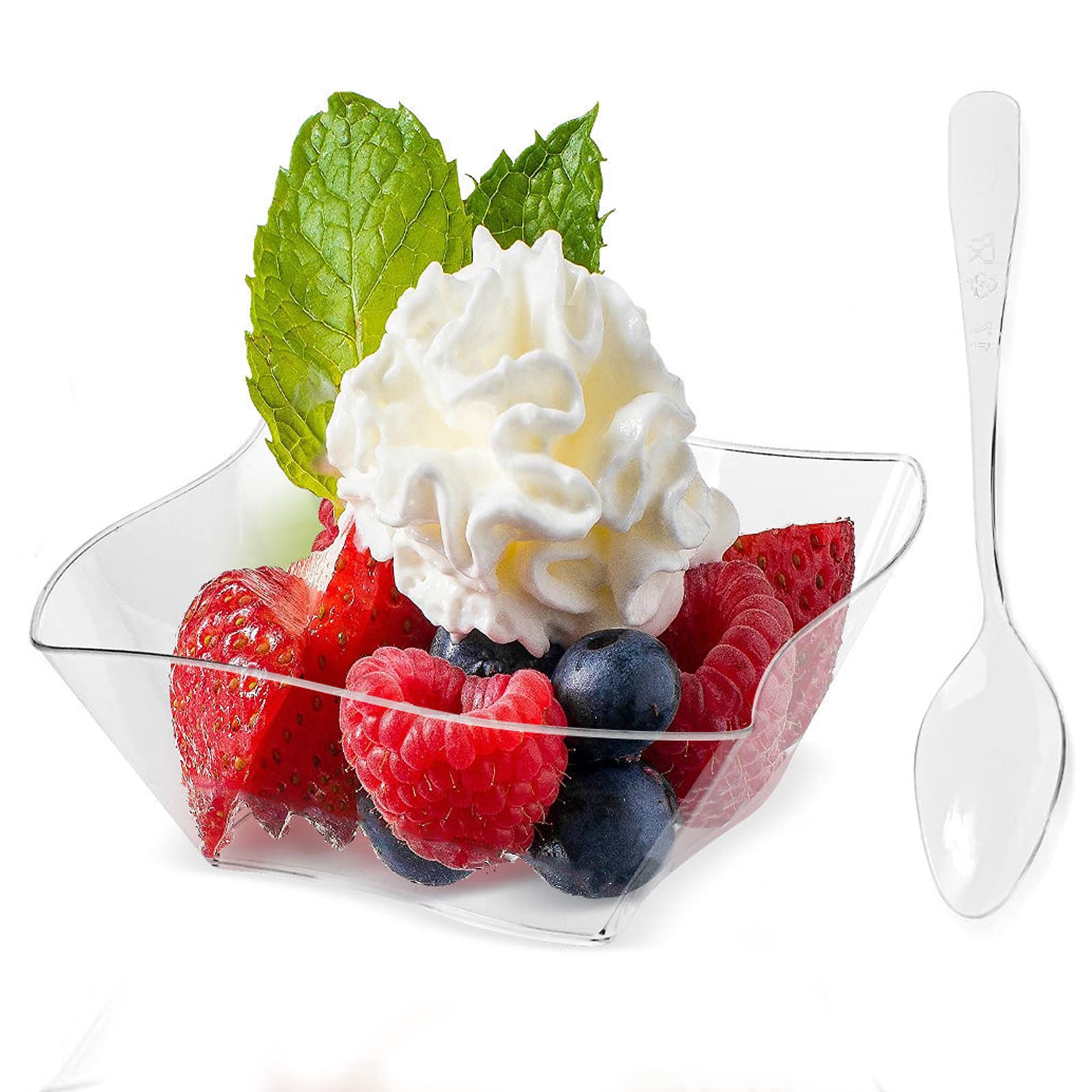 PLAZOTTA 150 Pack 5 oz Clear Plastic Dessert Cups with 150 Tasting ...