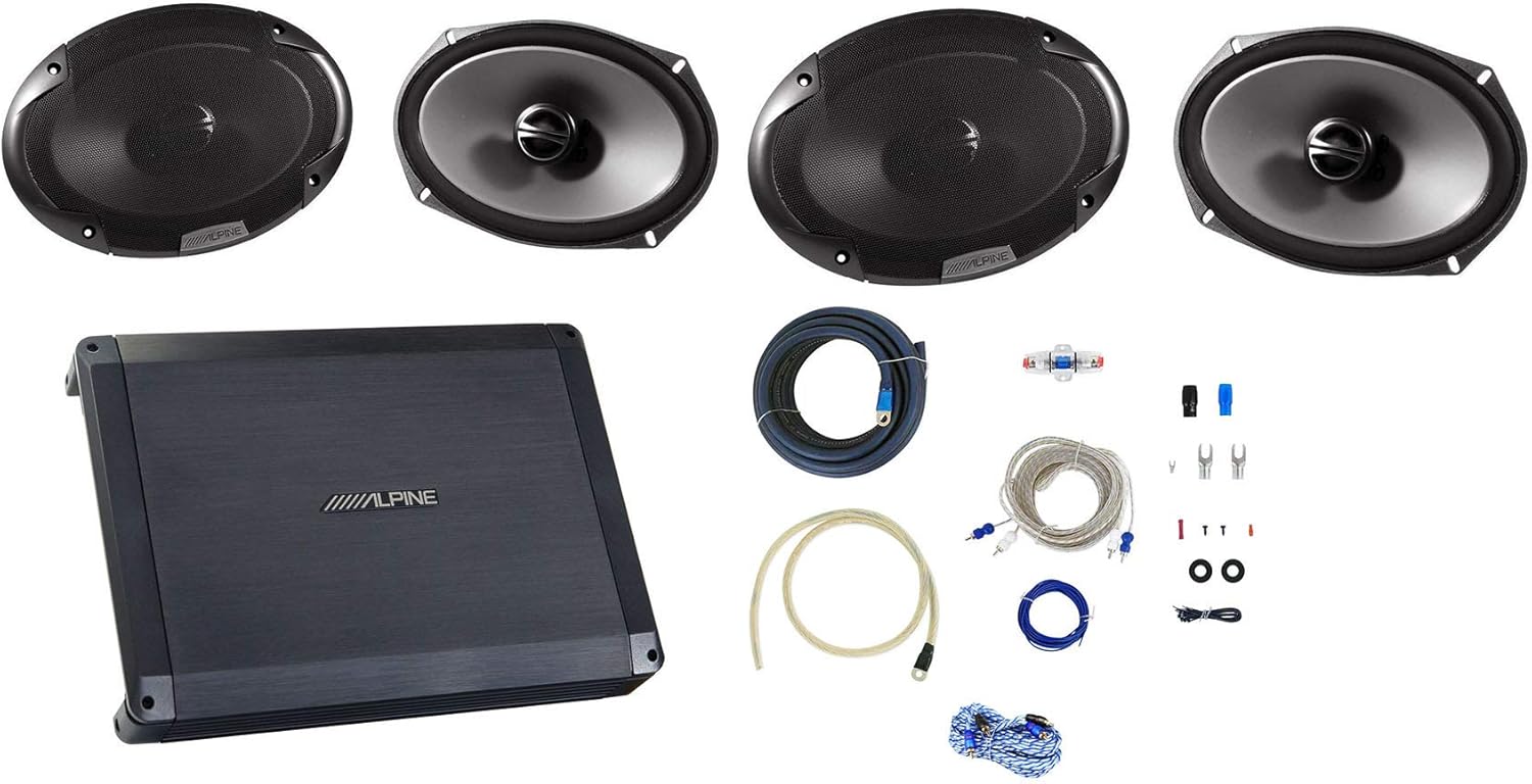 Amazon.com: 4 Alpine SPE-6090 6x9 600 Watt Car Audio Speakers+4 Channel ...