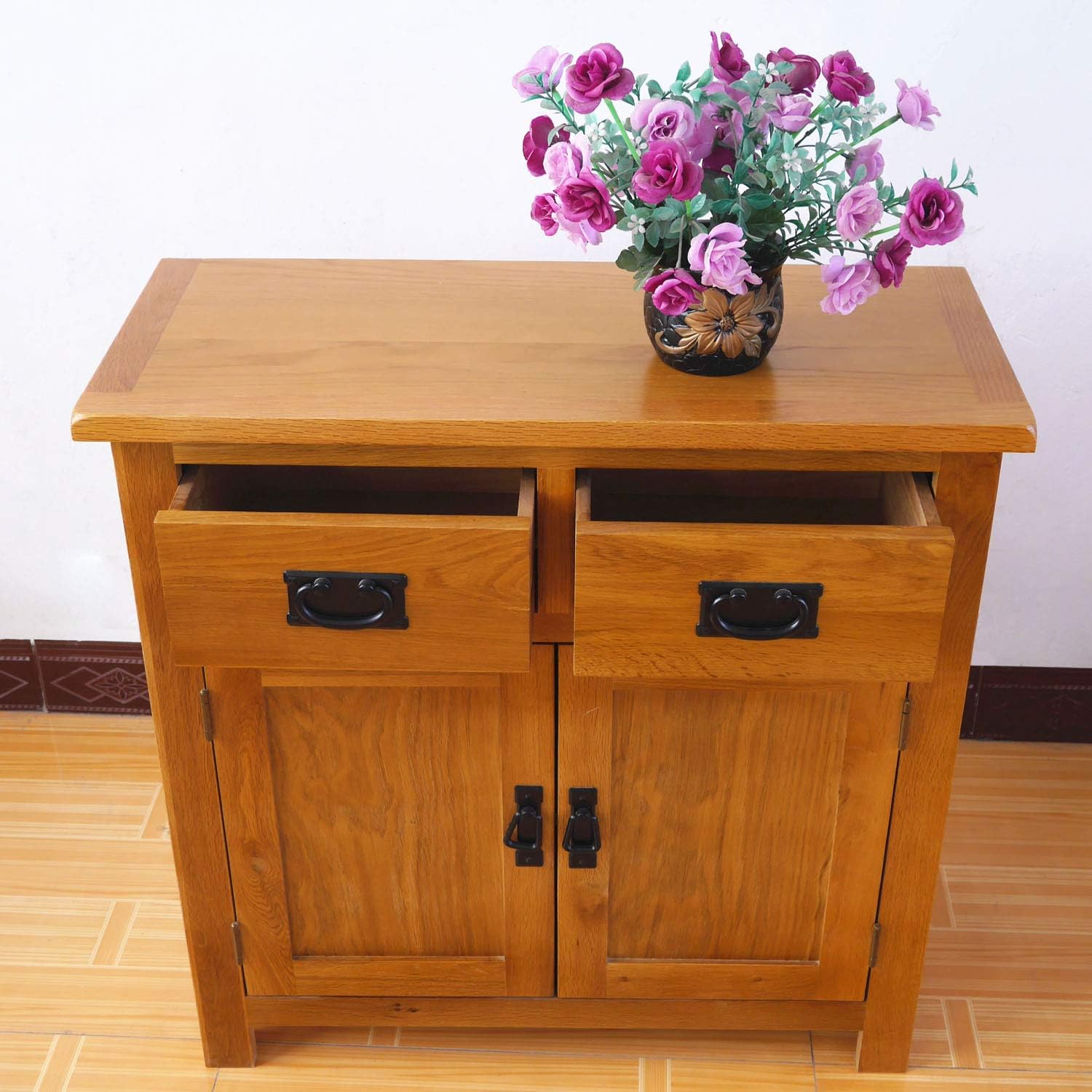 Oak Small Sideboard/2 Door 2 Drawer Mini Sideboard/Living Room Storage ...