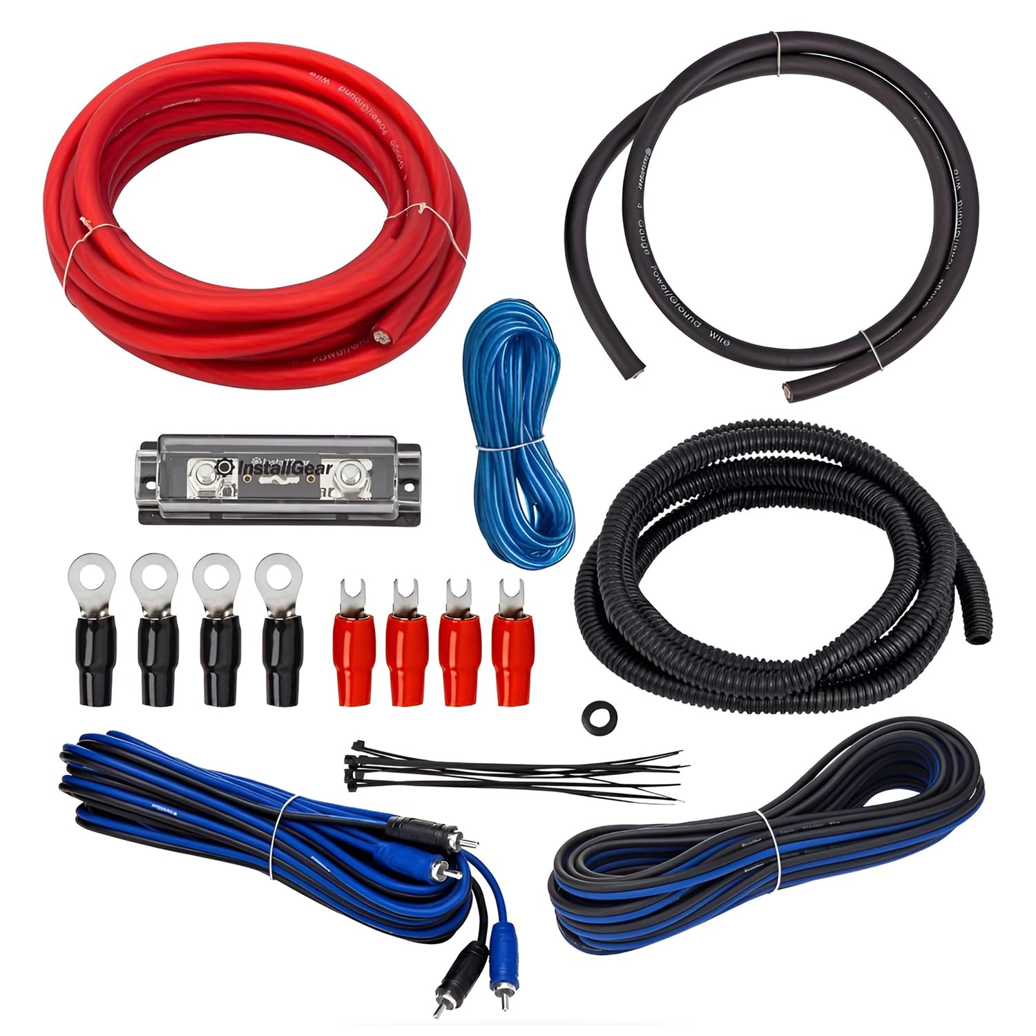 4 Gauge Amp Wiring Kit by InstallGear - Complete Subwoofer Wiring Kit ...