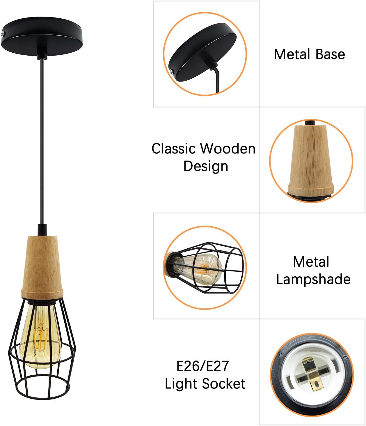 Cage Pendant Light Vintage Ceiling Pendant Light Wire Cage Light Shade ...