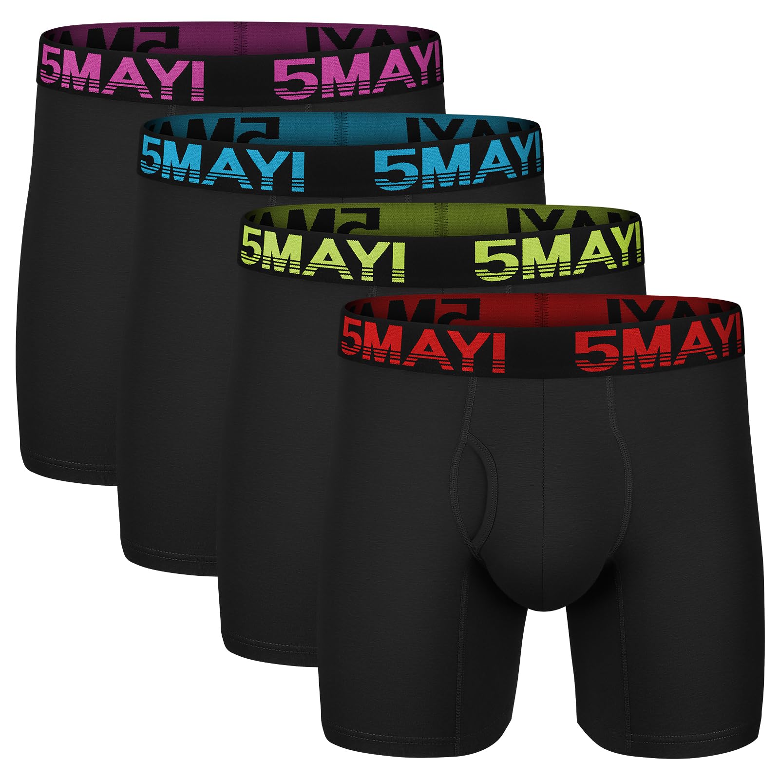 5Mayi Mens Underwear Boxer Briefs Cotton Blend Underwear for Men 4 Pack ...