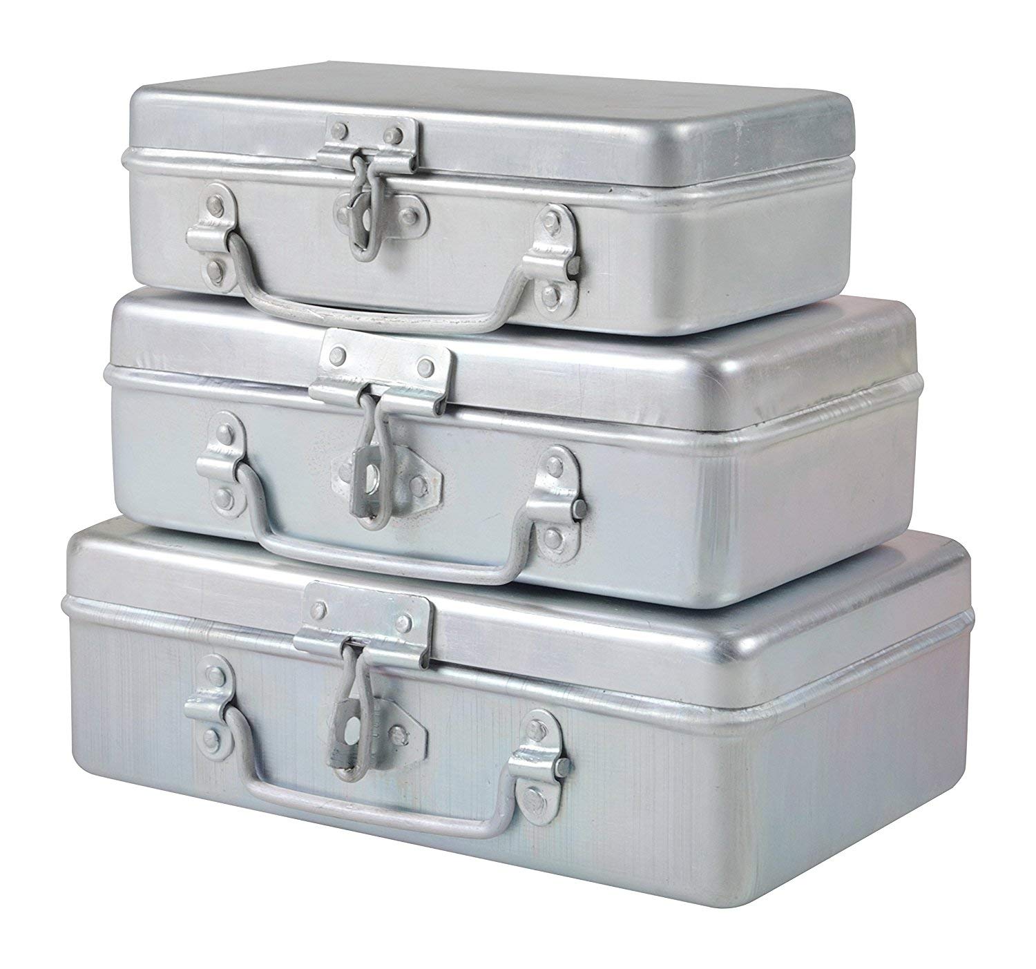 Shivhomeworld Aluminium Multi-Purpose Pooja Peti Box (Silver) -3 Pieces ...