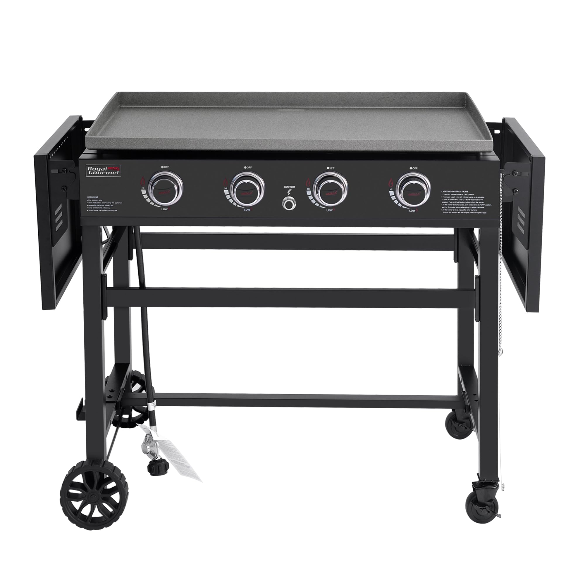 Royal Gourmet GB4001B 4-Burner Propane Gas Griddle with Foldable Side ...