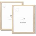 Set of 2, (8.5 x 11 in | 22x28 cm) Natural Solid Oak Wood Picture Frame ...