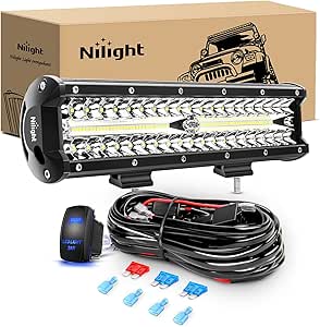 Amazon.com: Nilight 12Inch 300W LED Light Bar Triple Row Flood Spot Combo 30000LM Driving Boat ...