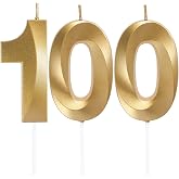 Amazon.com: Gold 100th Birthday Candles, Number 100 Candles for Cakes ...