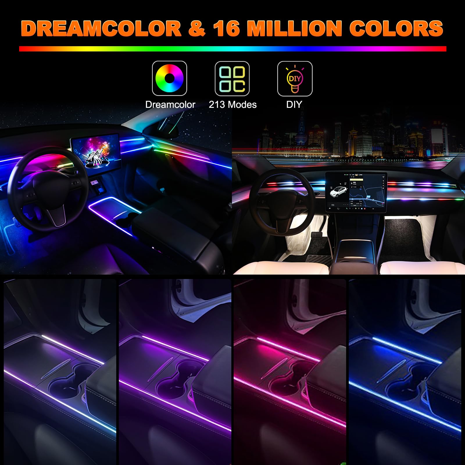 Mua Jushope Interior Car LED Strip Lights, Acrylic LED Lights for Car ...