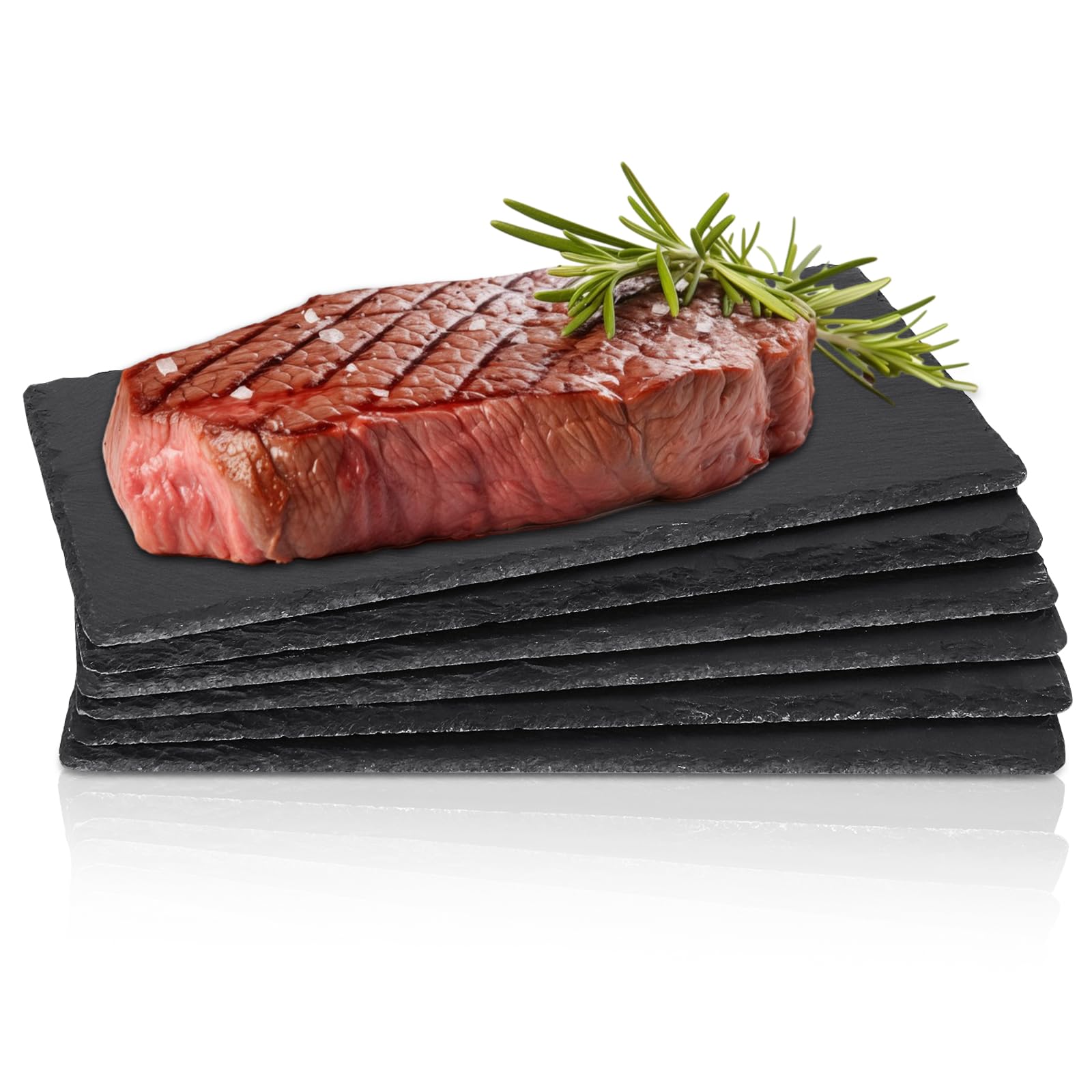 6 Pack 12x6 Inch Large Slate Cheese Board, Natural Stone Serving Plates ...