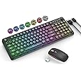 Amazon.com: Black Light Up Keyboard and Mouse Wireless,Cute 2.4Ghz ...