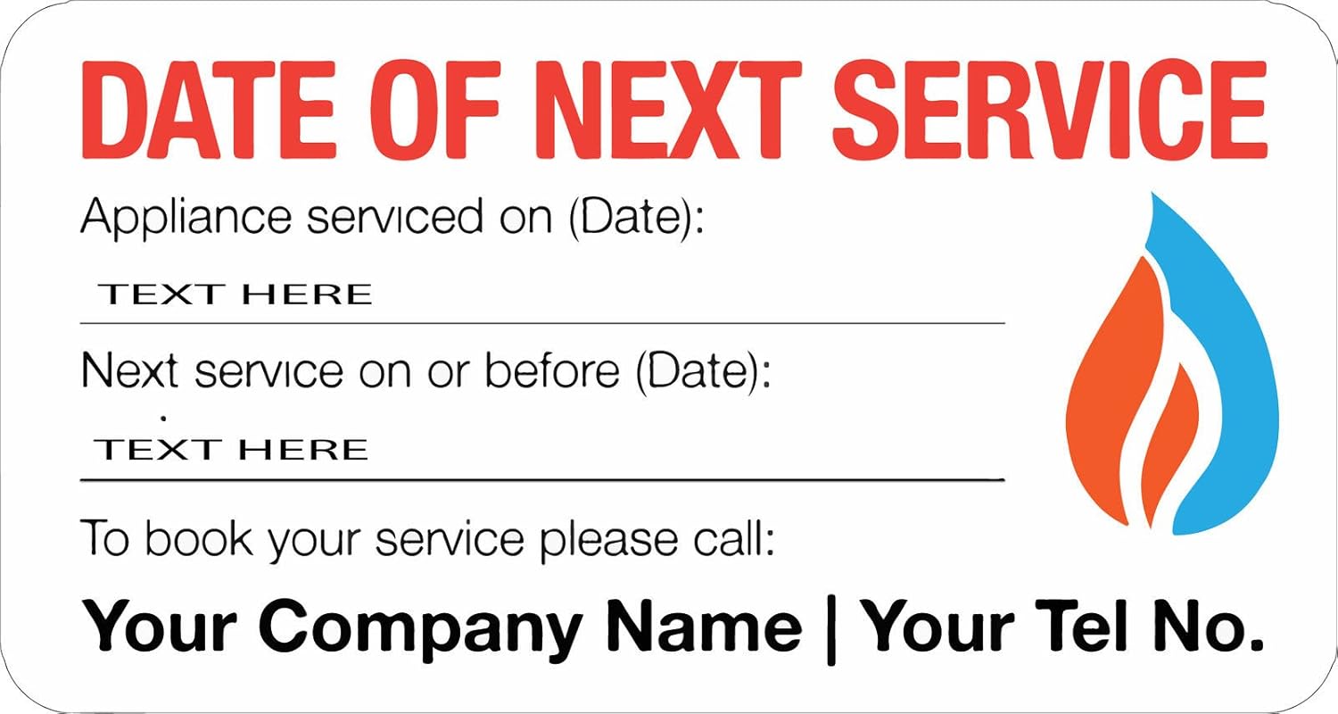APPLIANCE SERVICE REMINDER ,GAS STICKERS LABELS BOILER PLUMBER STICKERS ...