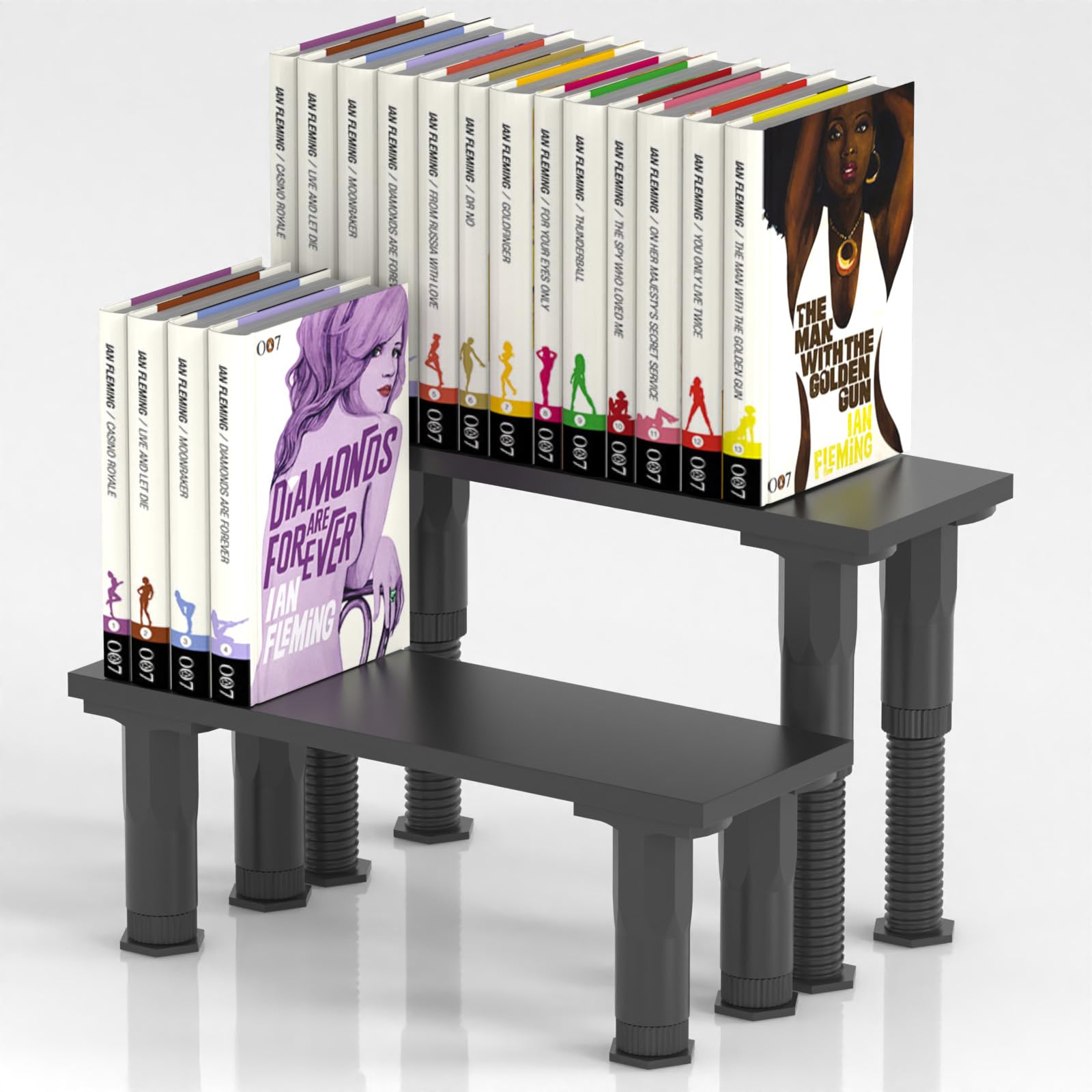 AVMDOM 2-Pack Adjustable Black Manga Shelf Risers, Double Row Riser ...
