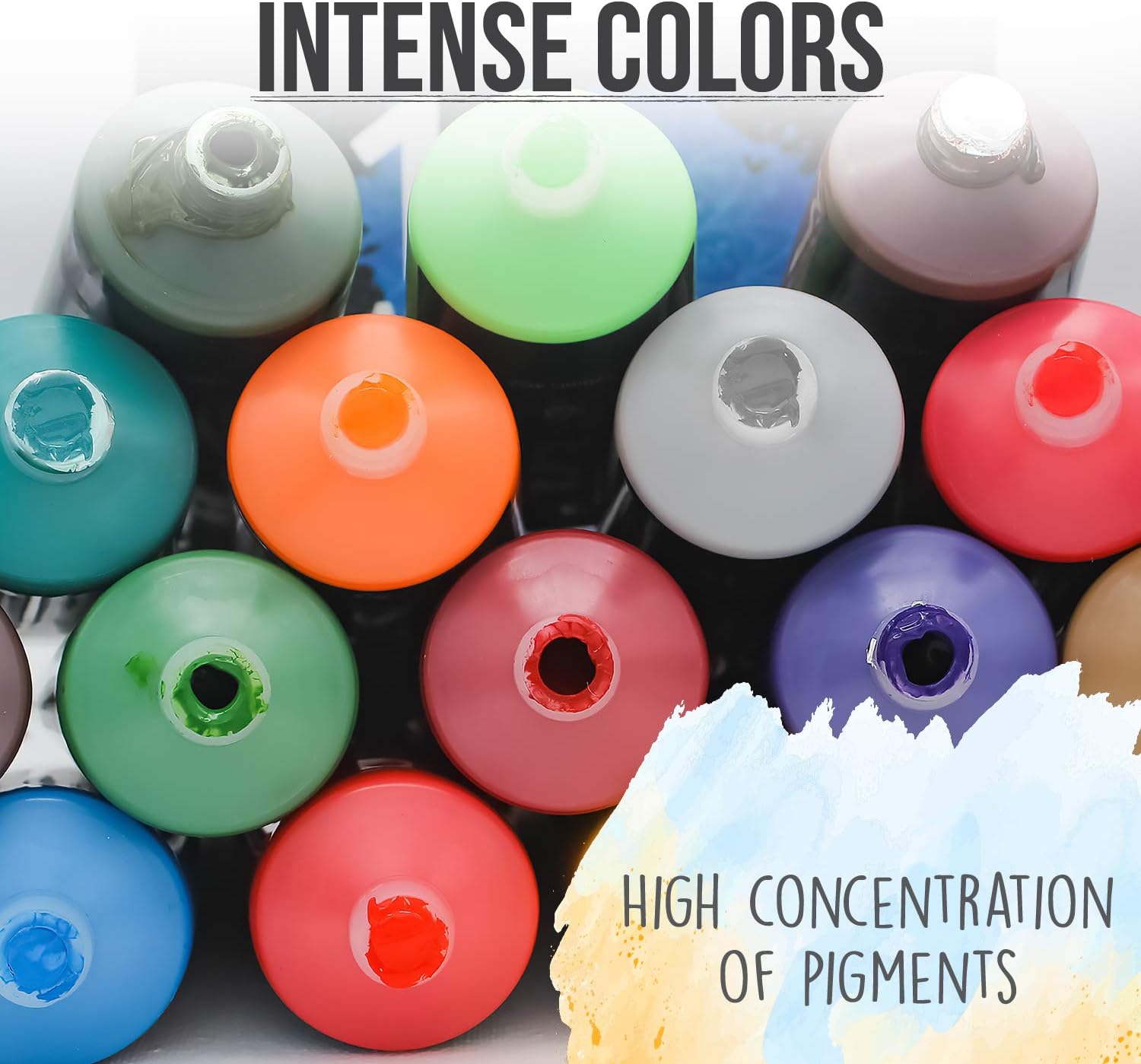 Set of 24 Acrylic Paints, 24 x 120 ml Tubes, 24 Colours Zenacolor ...