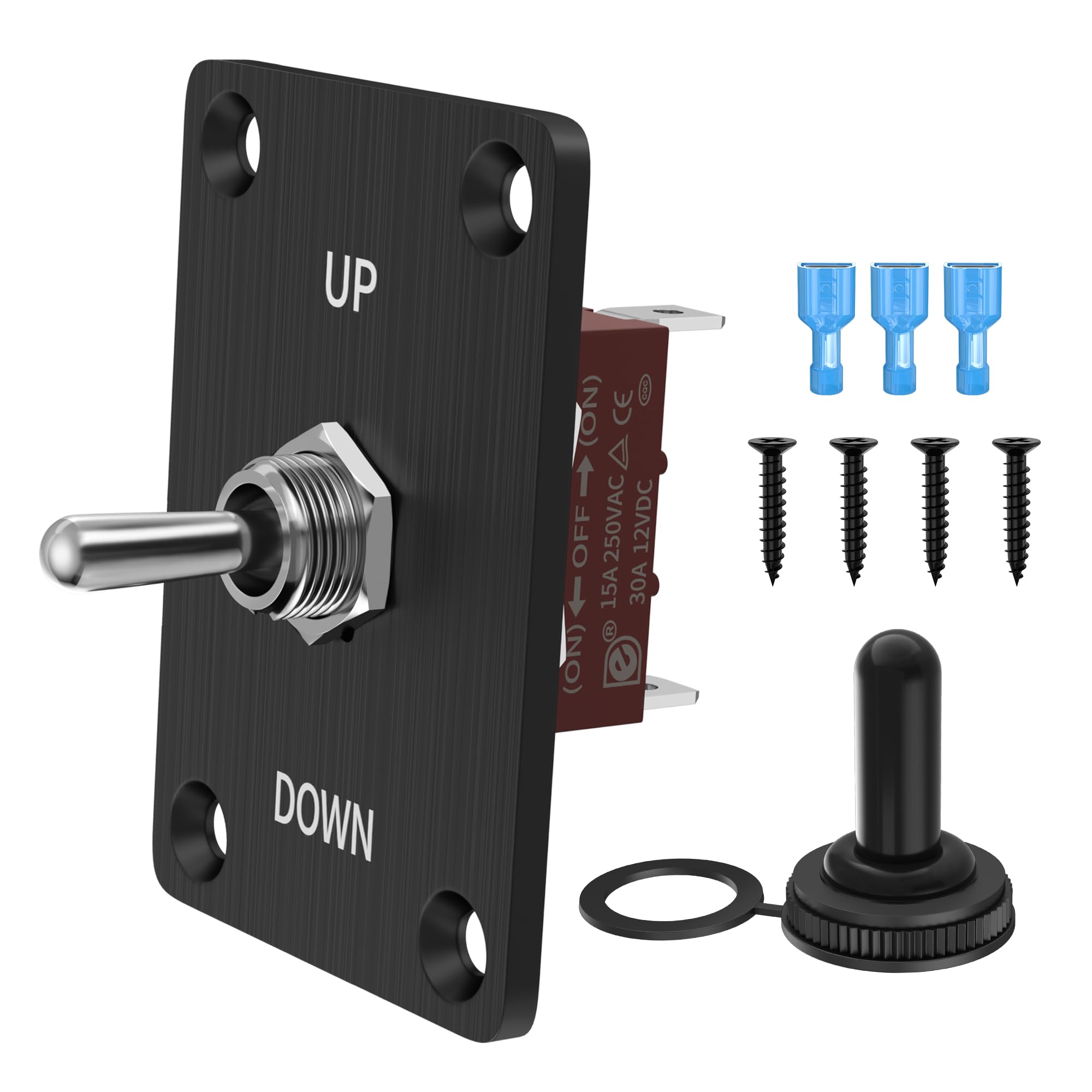 RVMARINEPAT Momentary Toggle Switch Waterproof 12V DC 30A SPDT 3 Way ...