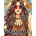 Amazon.com: Boho Style Hippie Girls - Fashion Coloring Book for Adults ...
